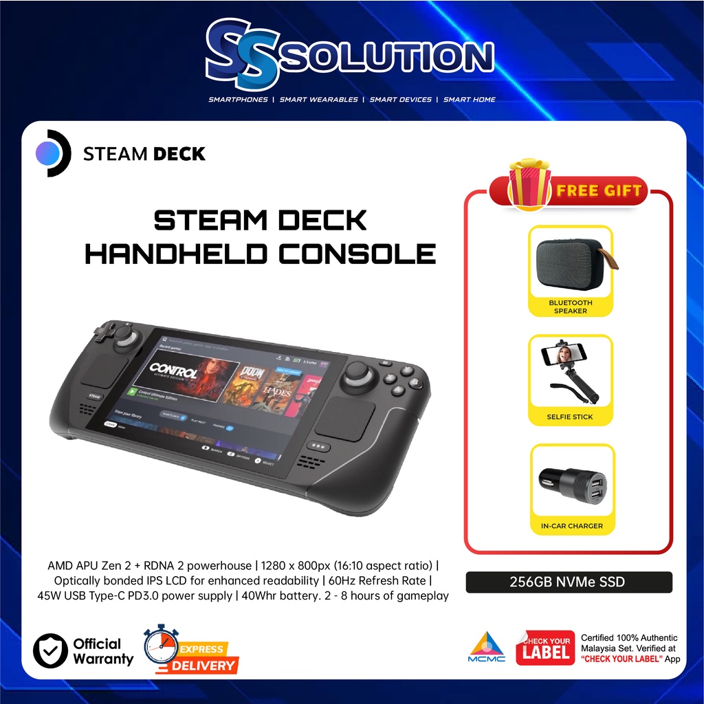 Steam Deck Handheld Gaming Console 256GB BLACK 1 YEAR WARRANTY | Shopee ...