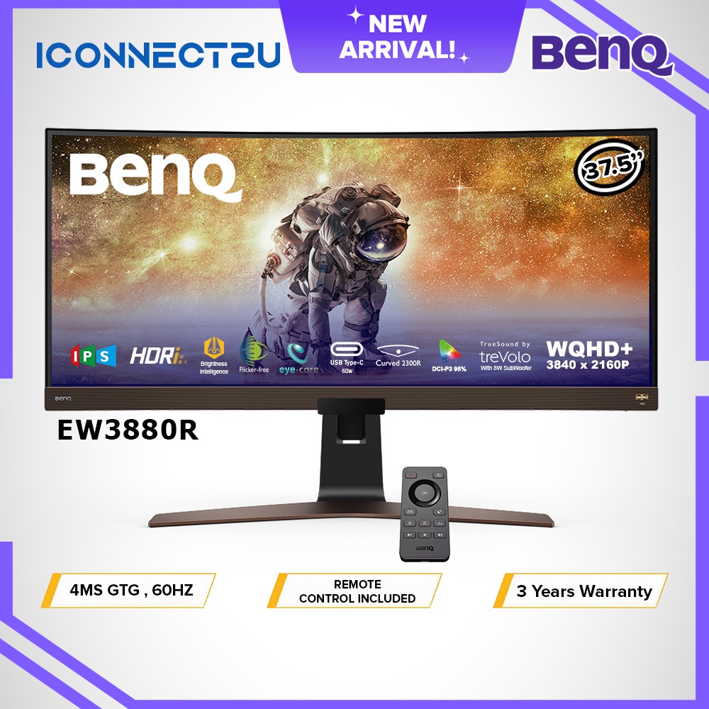 BenQ 37.5" EW3880R IPS WQHD+ 60Hz 4ms HDRi HDR10 USB-C Eye Care ...