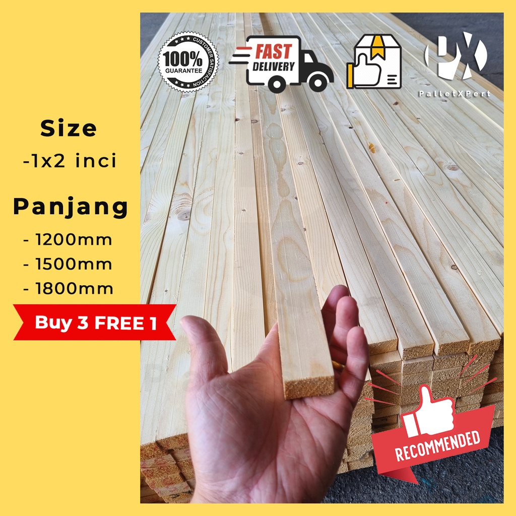 Kayu 1x2 Siap Ketam | Pine Wood Plank DIY | Kayu Perabot Solid Lurus ...