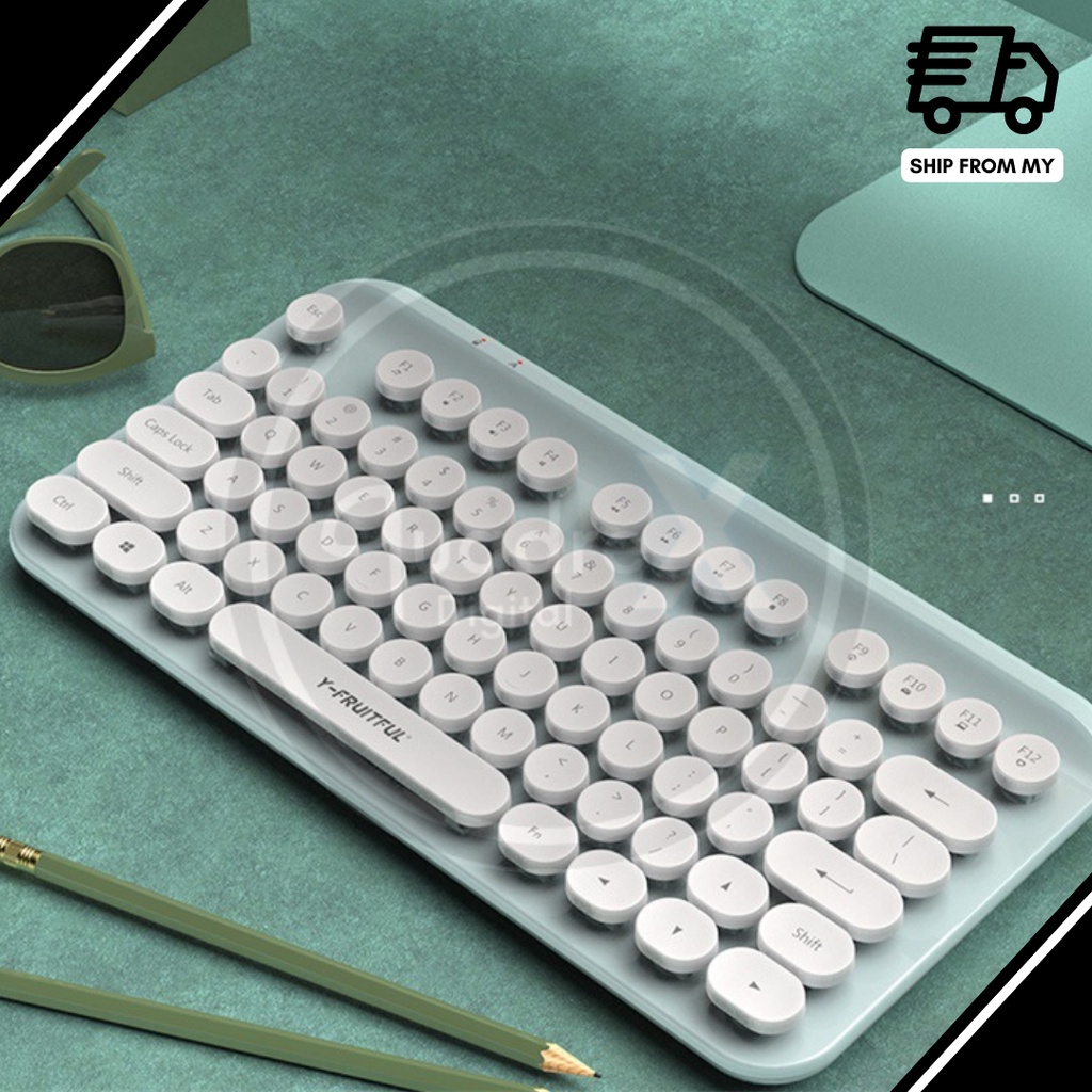 Y60 Mini Retro 2.4G Wireless Keyboard 75 Keys / Round keycaps with Anti ...