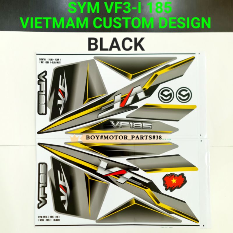 SYM VF3i 185 VIETNAM CUSTON ( 18 ) BODY STICKER ( READY STOCK ...