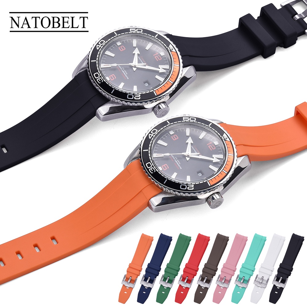 Curved Strap Rubber Watch Strap Curved End TPU Watch Band 20mm 22mm ...