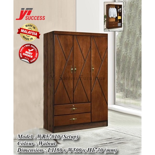 Yi Success Vintage 3 Door Wardrobe With 2 Drawer (Siap Pasang) / 3 ...