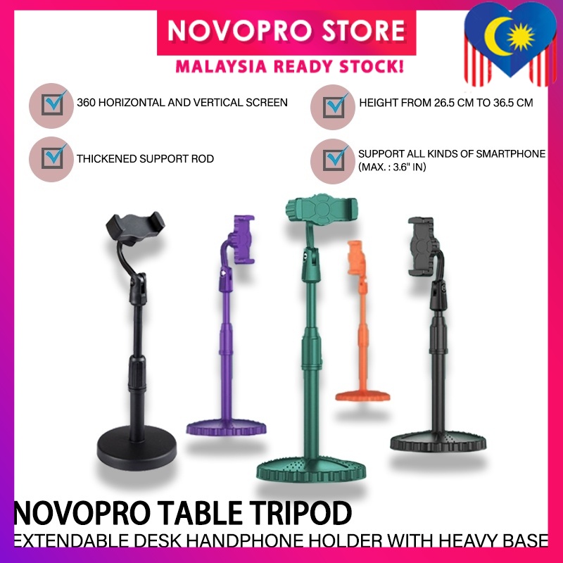 NovoPro Table Tripod Extendable Desk Handphone Holder Stand with Heavy ...