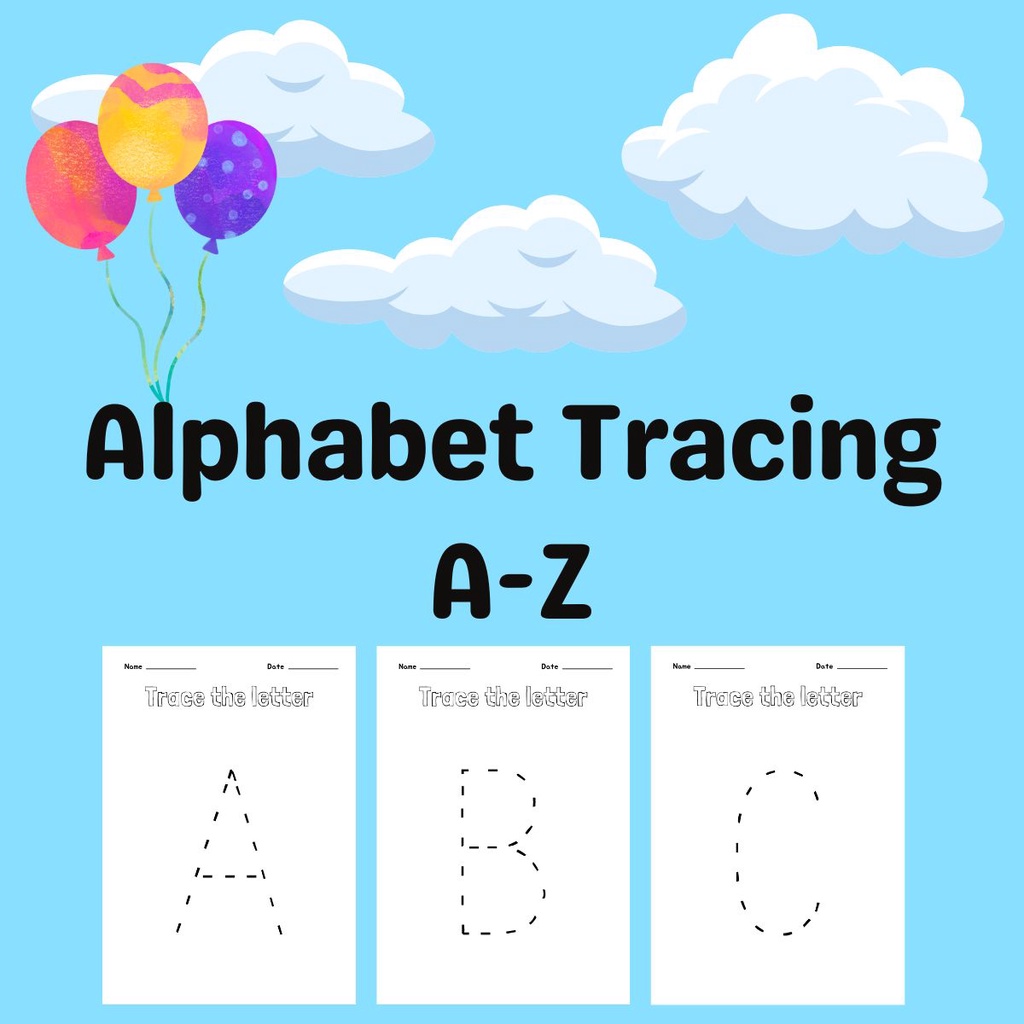 Alphabet Tracing A to Z - Preschool Worksheet for kid age 3-4 years old ...