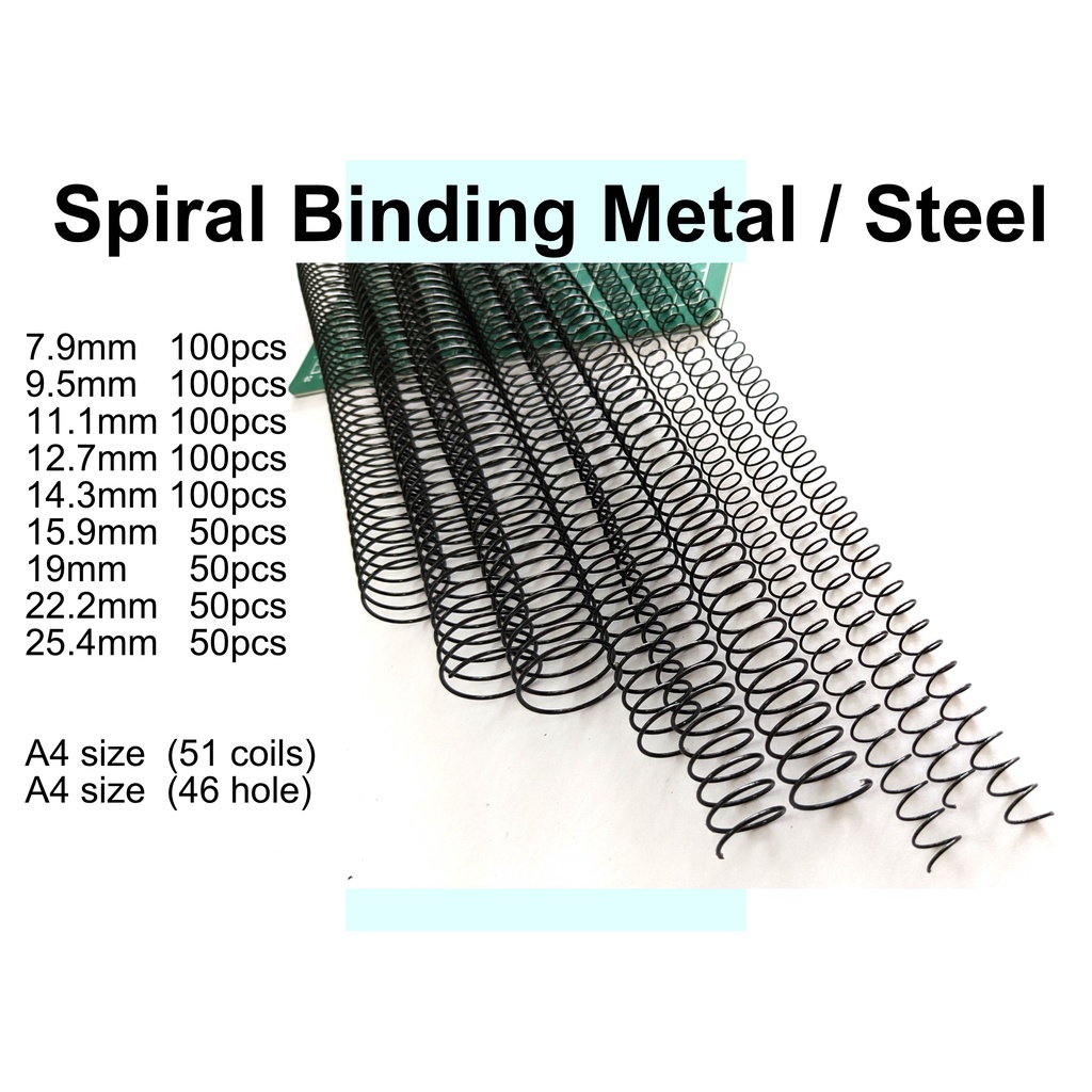 Spiral Binding Metal / Steel / A4 Size / 46 hole / (51 coils) | Shopee ...