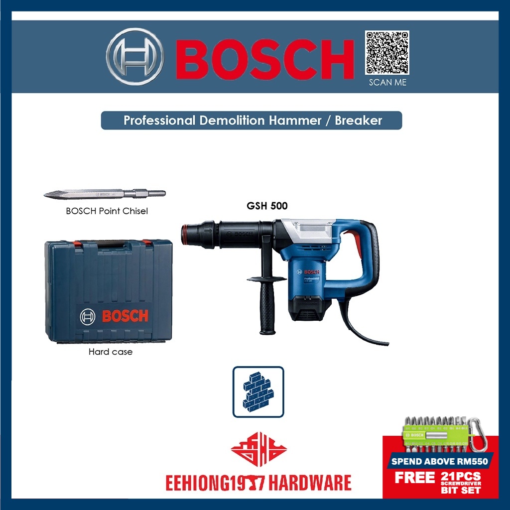 BOSCH GSH 500 GEN II Professional Demolition Hammer Breaker With Hex ...