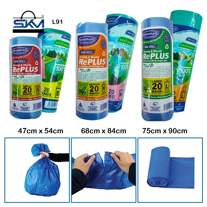 SKM (S/M/L) SEKOPLAS Replus Mini Garbage Bag Roll 20 Pcs Eco Friendly ...