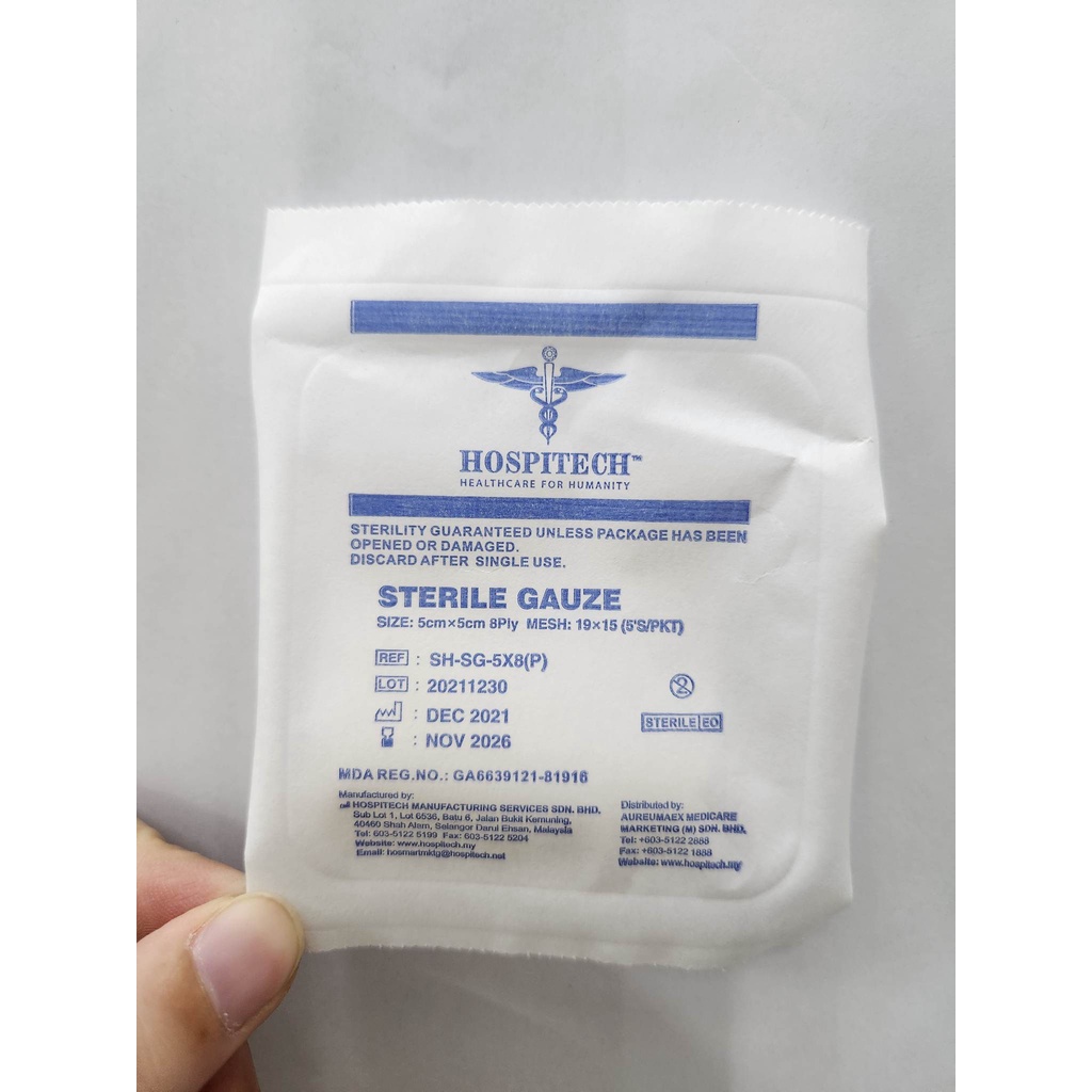 Hospitech Sterile Gauze Swabs/Pad 8ply 5CMX5CM (5'S/PKT) | Shopee Malaysia