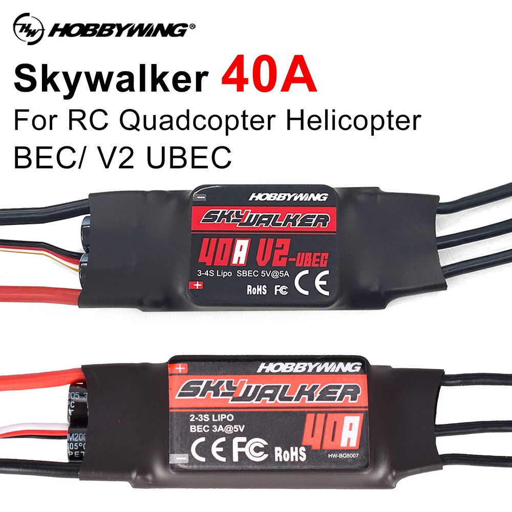 Hobbywing Skywalker RC ESC Brushless 40A/40A V2 2-4S w/BEC UBEC For RC Airplanes Helicopter ...