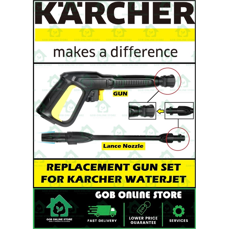 HIGH PRESSURE WATER JET GUN SET FOR KARCHER K2-K7 SERIES REPLACE GUN ...