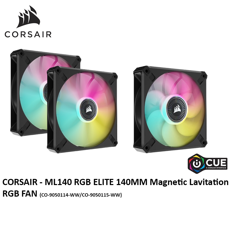 CORSAIR iCUE ML140 RGB ELITE 140mm PWM Dual FAN KIT - (CO-9050114-WW/CO ...