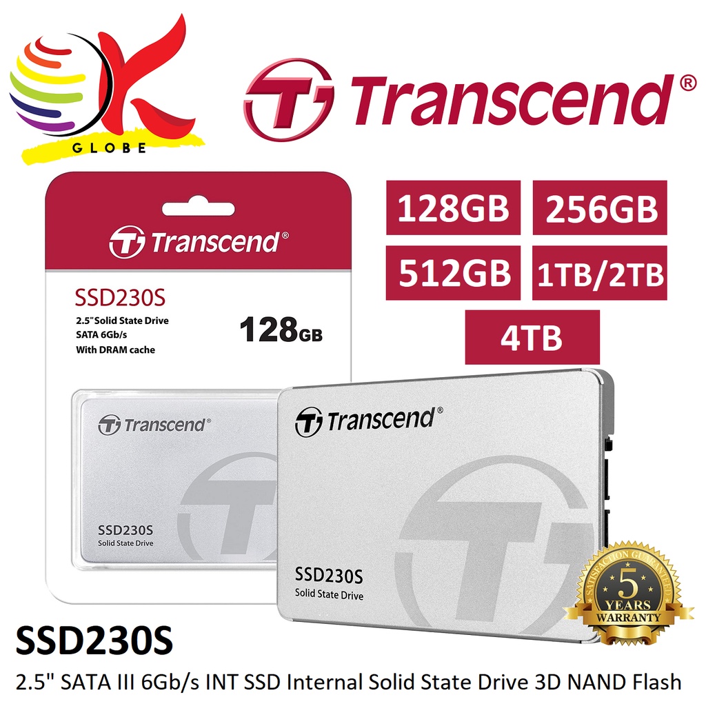 TRANSCEND 2.5" SSD230S SATA III 6GB/S INTERNAL SSD 3D NAND FLASH SOLID ...