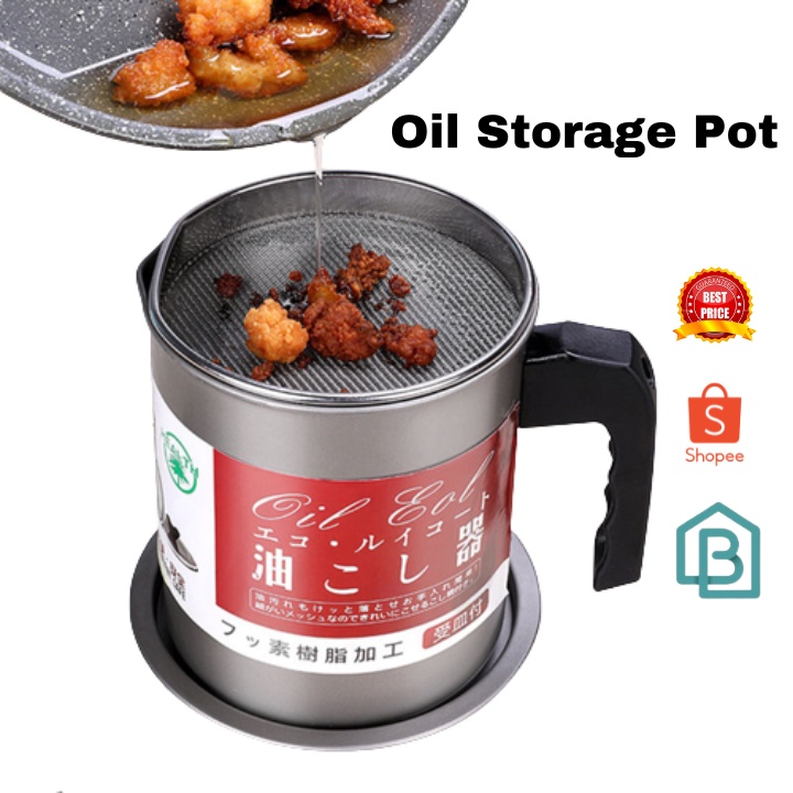 1.4L Oil Storage Pot Large Capacity 304 Stainless Steel Oil Pot with ...