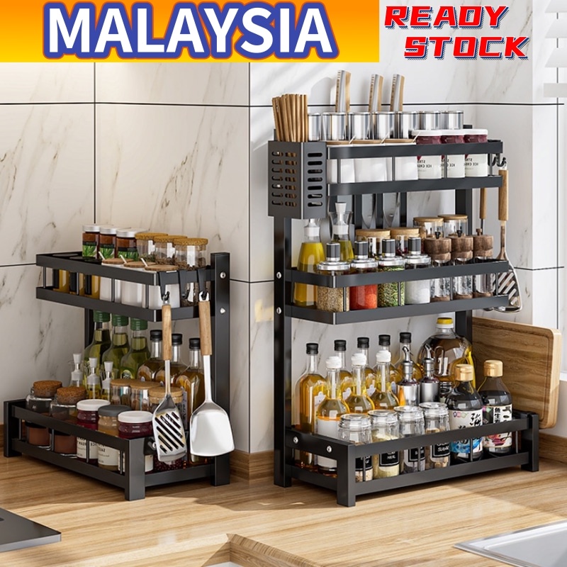 Kitchen Spice Rack Rak Dapur Rak Rempah Stainless Steel Seasoning ...
