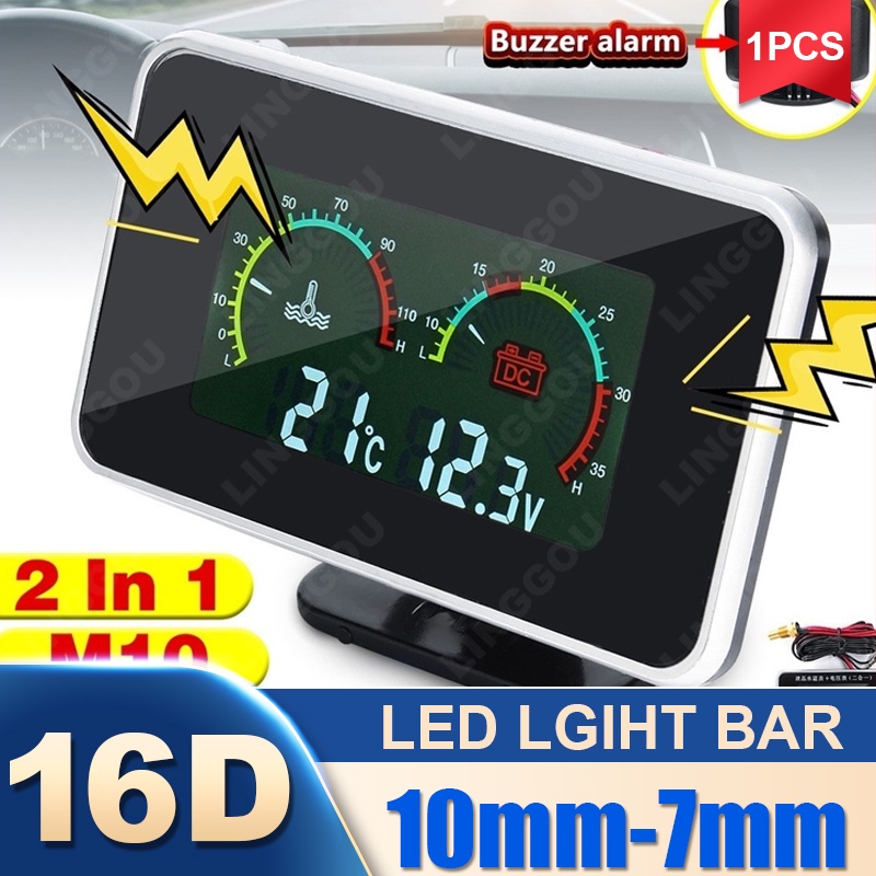 12V-24V 2 In 1 Guage Voltage Pressure/Water Temp Sensor With Buzzer ...