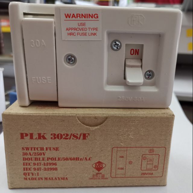 PLK 602 302/S/F 60A 30A 250V SWITCH FUSE UNIT (C/W FUSE)(SIRIM APPROVED ...