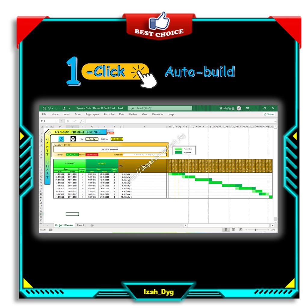 Dynamic Project Planner @ Gantt Chart Jadual Projek Jadual Kerja ...