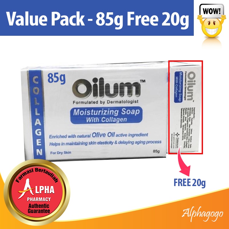 Oilum Moisturizing Soap With Collagen (85g FREE 20g) | Shopee Malaysia