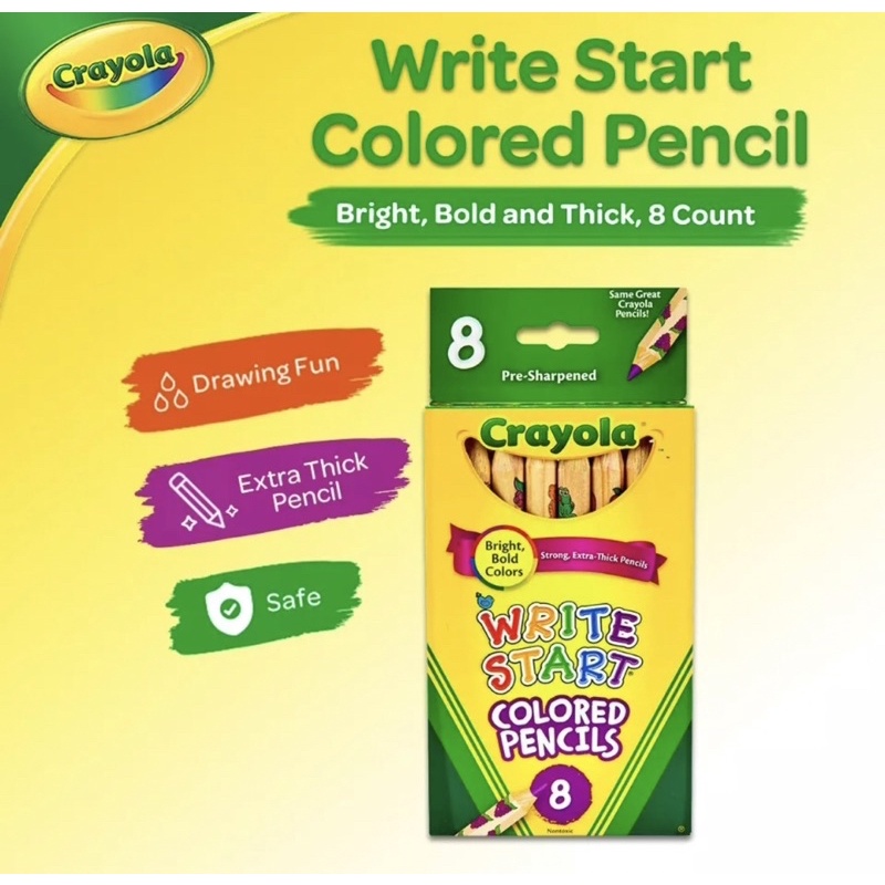Crayola Write Start Colored Pencils 8 ct, Hexagonal Shape and Extra ...