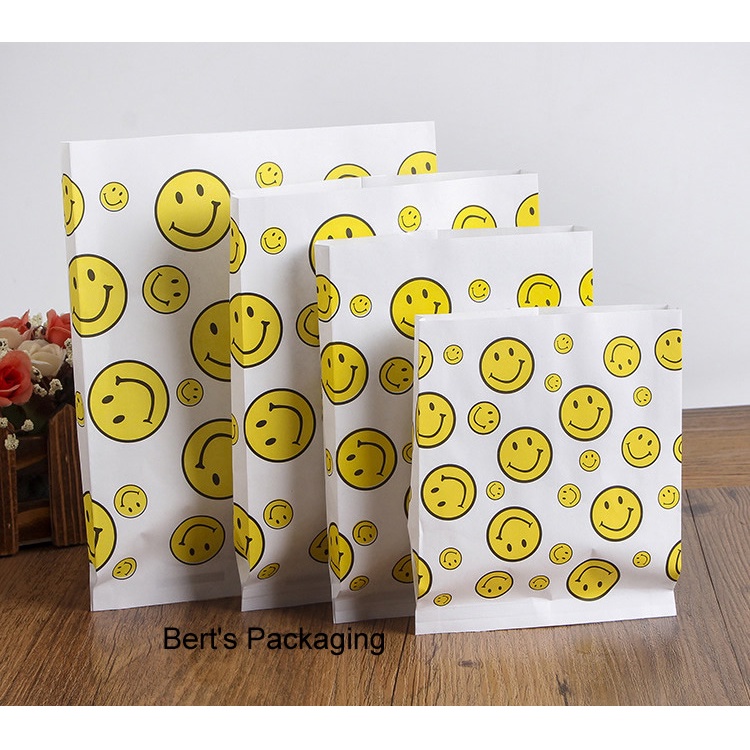 90pc Smiley Face Paper Bag Oil-Proof|French Fries |Snacks Grease-Proof ...