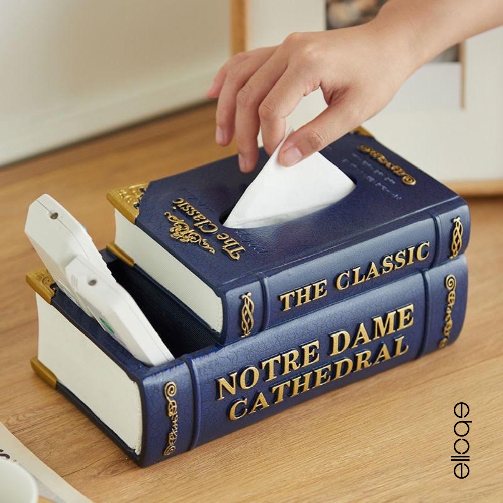 ELLOQE Notre Dame Vintage Book Tissue Box with Remote Control Holder ...