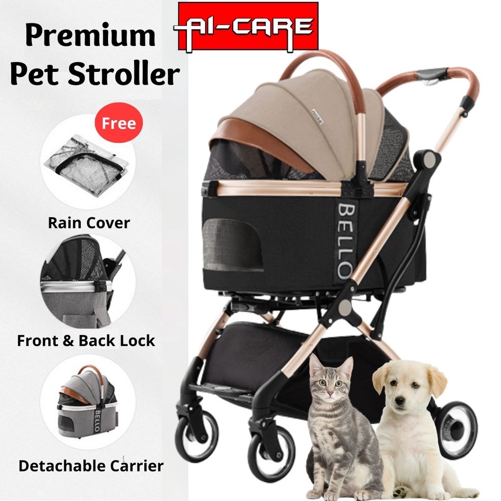 BELLO Premium Pet Stroller for Dog & Cat Detachable Carrier Upgraded ...