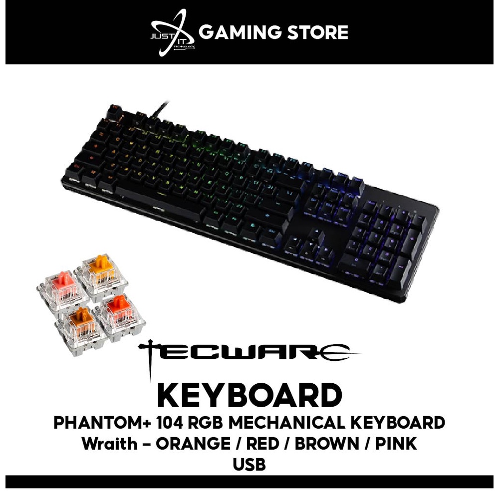 TECWARE PHANTOM+ 104 RGB MECHANICAL KEYBOARD ( ORANGE / PINK / BROWN ...