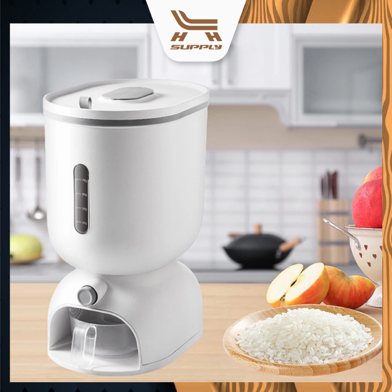 LH 10KG Rice Dispenser Tong Beras Kitchen Storage Rice Bucket Cereal ...