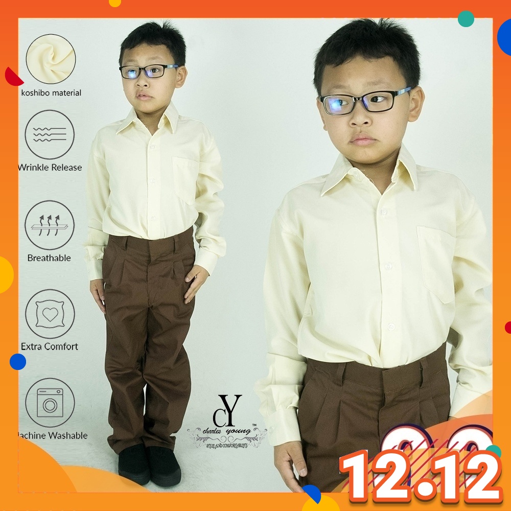 CY 346SR [ BEIGE ] KEMEJA KOSHIBO SEKOLAH PRIMARY SCHOOL LENGAN PANJANG ...