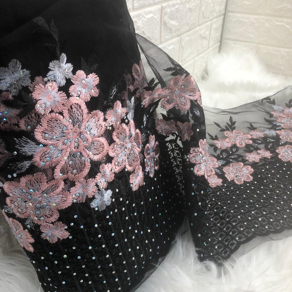 [NEW] BORDER LACE 1 LAYER PETAK CANTIK SULAM BUNGA BERBATU KILAT / LACE ...