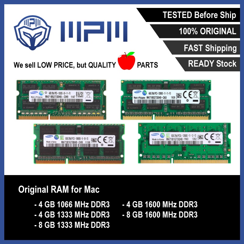 4GB/8GB/16GB 1066MHz 1333MHz 1600MHz DDR3 DDR3L Laptop RAM Mac Memory A1278 A1286 A1297 A1311 ...