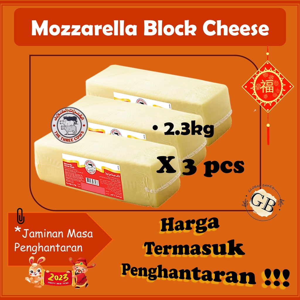 MOZZARELLA BLOCK CHEESE 2.3KG X 3PCS (INCLUDED DELIVERY) | Shopee Malaysia