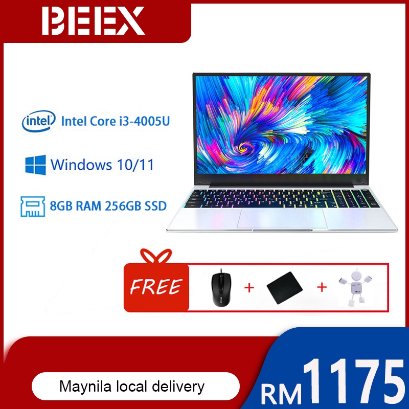 BEEX 15.6 Inch Laptop Intel Core i3-4005U 8GB RAM 256GB SSD FHD ...