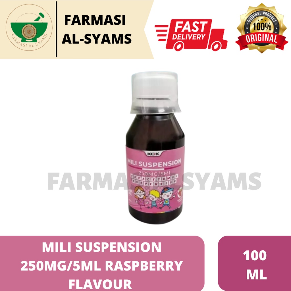 MILI SUSPENSION 250MG/5ML (PARACETAMOL) RASPBERRY FLAVOUR 100ML ...