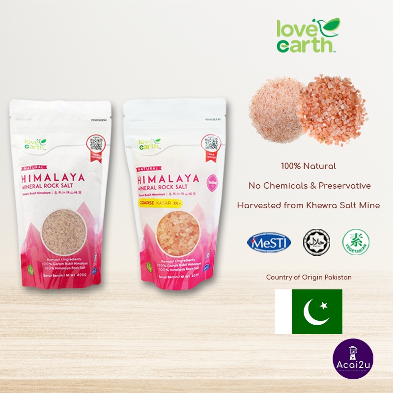 Love Earth Organic Himalaya Mineral Rock Salt Iodine 400g Garam Bukit ...