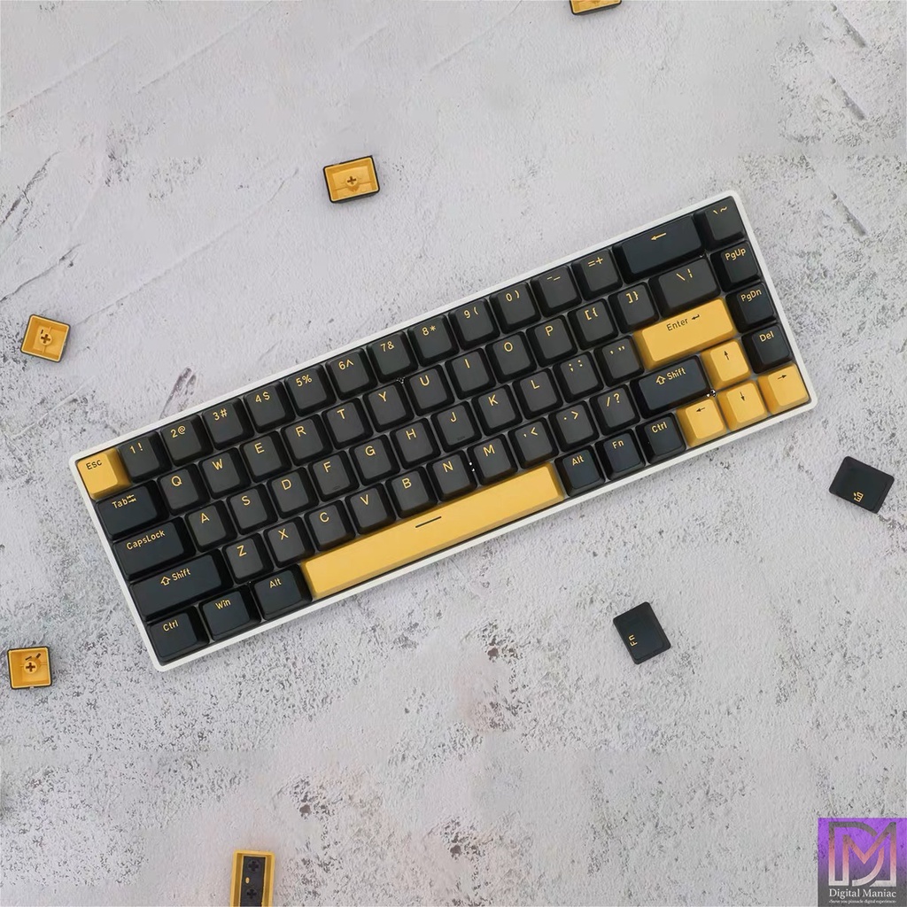 [LOCAL STOCK] Black Gold Keycap PBT Double Shot OEM Profile Black Grey ...