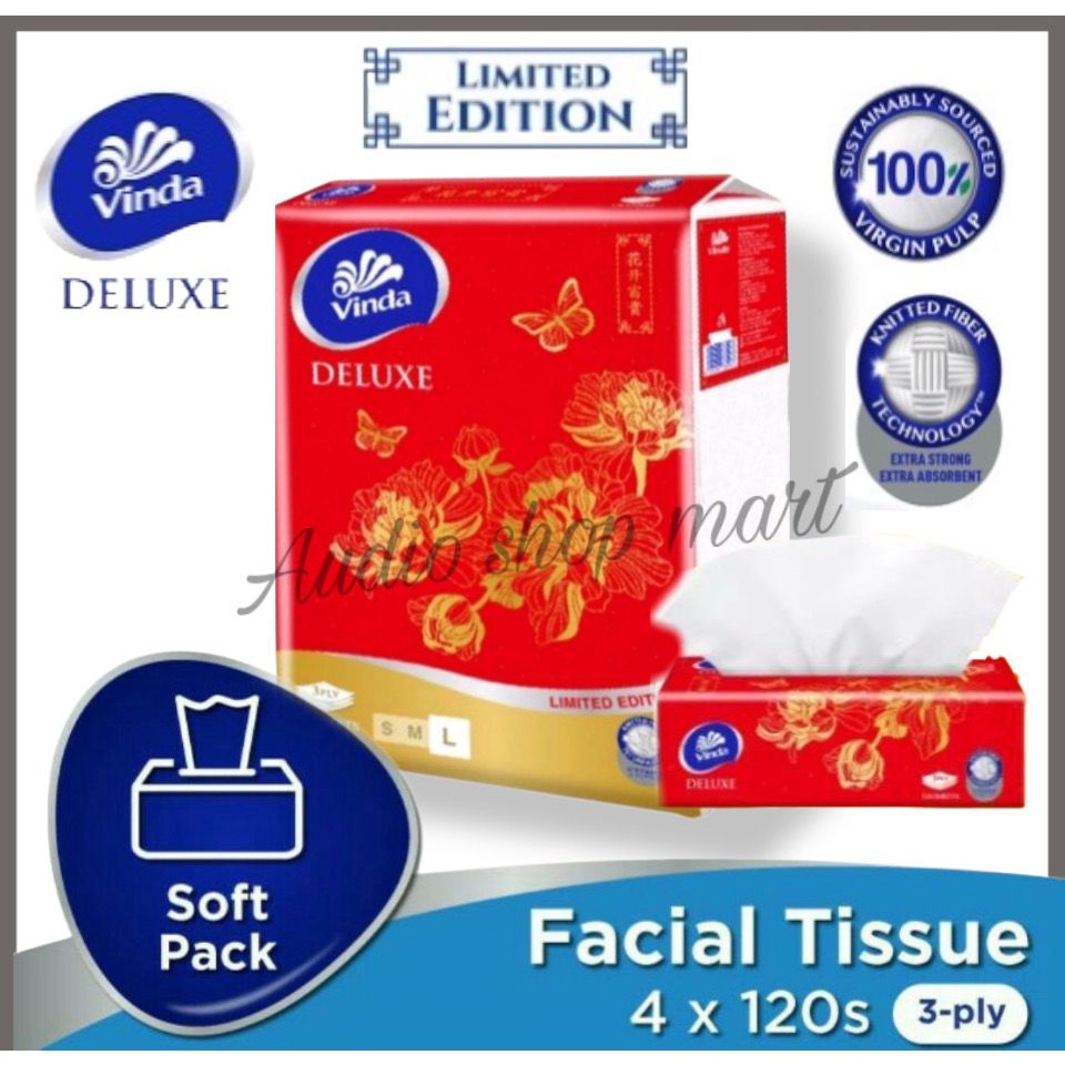 Vinda Deluxe Facial Tissue 3ply CNY Edition ( 4x120s) | Shopee Malaysia