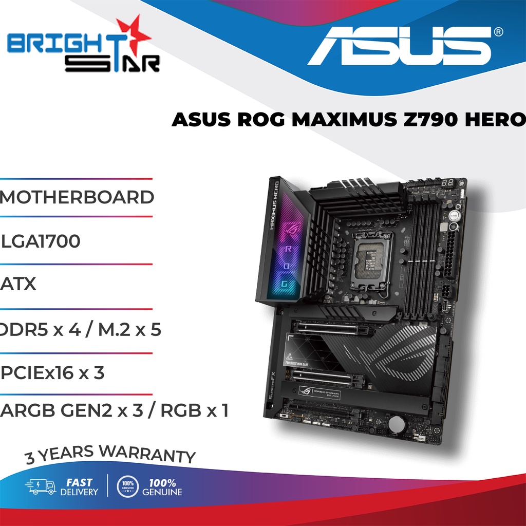 ASUS ROG MAXIMUS Z790 HERO MOTHERBOARD / LGA1700 MOBO / ATX / DDR5 x 4 ...