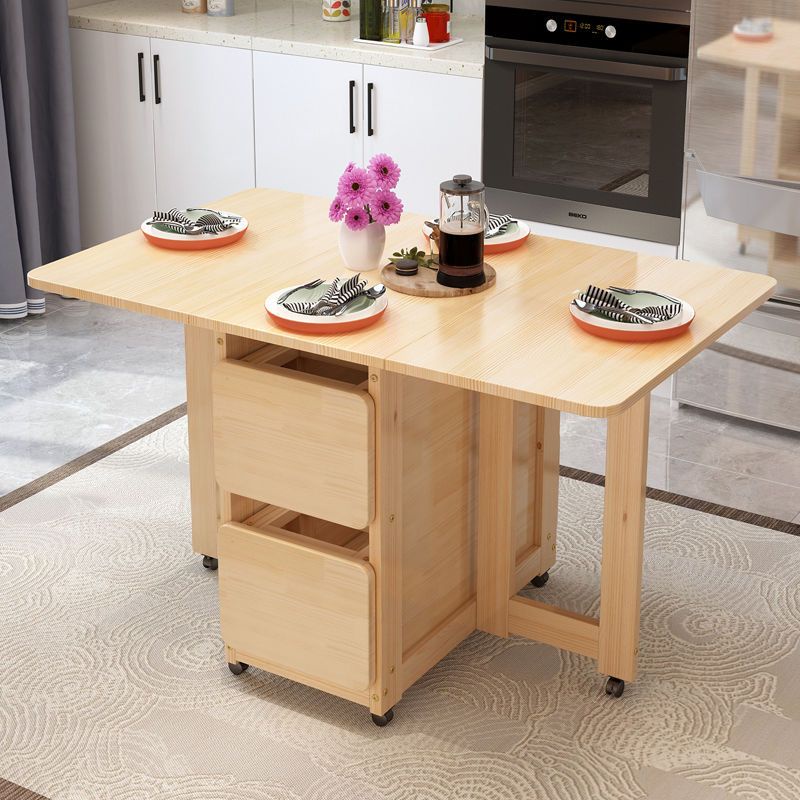 Solid Wood Folding Dining Tables Chairs Set Modern Simple Rectangular