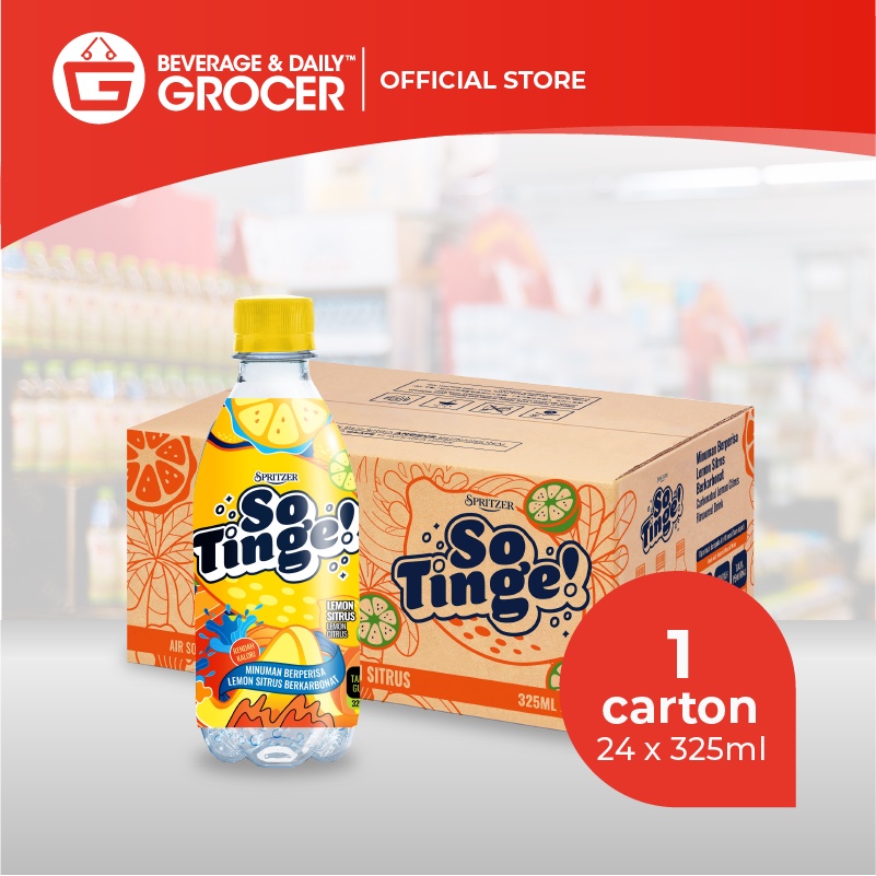 Spritzer So Tinge Carbonated Flavour Drink - Lemon Citrus 24 x 325ml (24 Bottles) 1 Carton ...