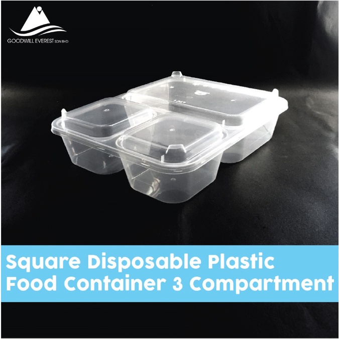 (150sets) 1200TC 3-Compartment Container with Lid (Clear) | Shopee Malaysia