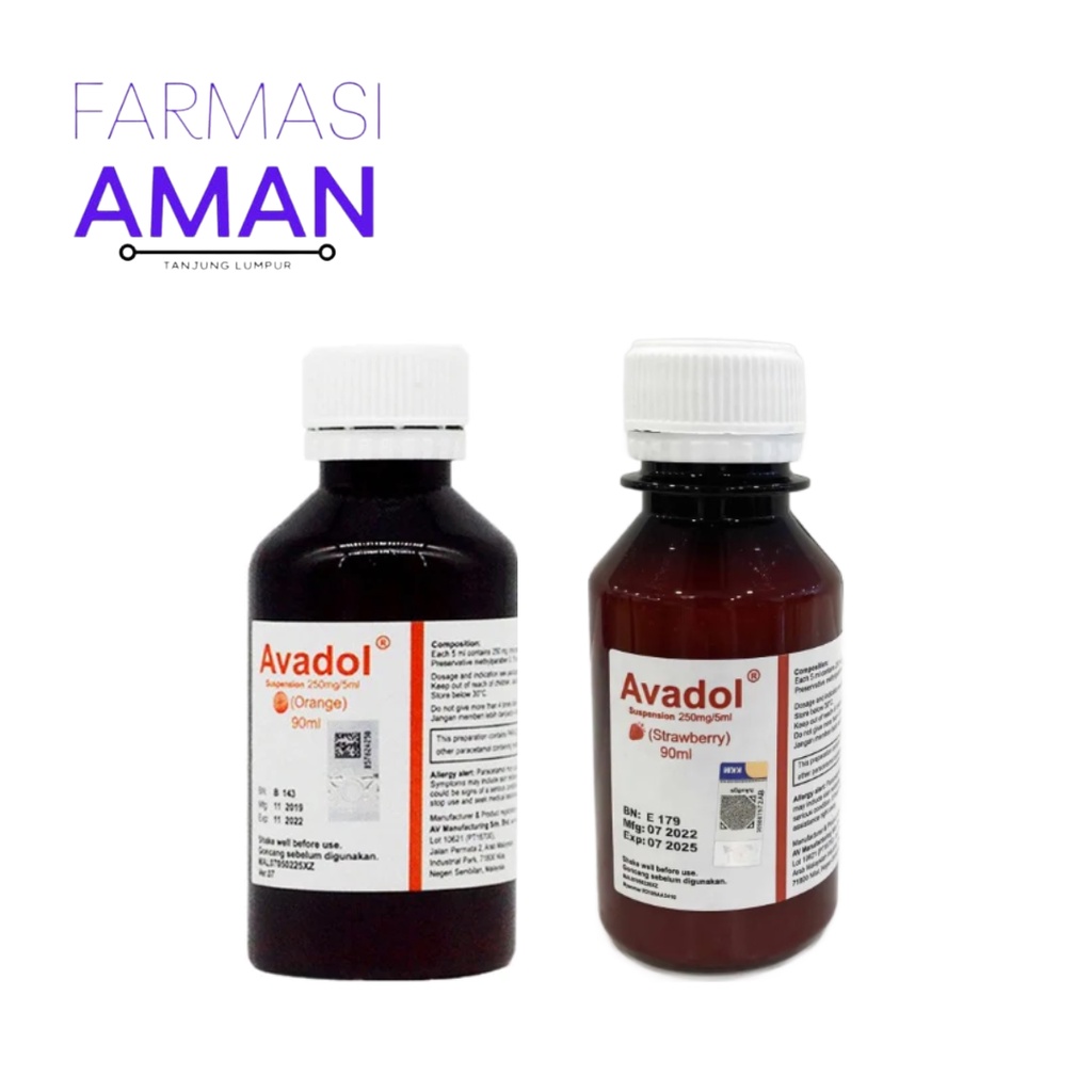Avadol Suspension 250mg/5ml 90ml (Orange / Strawberry) | Shopee Malaysia