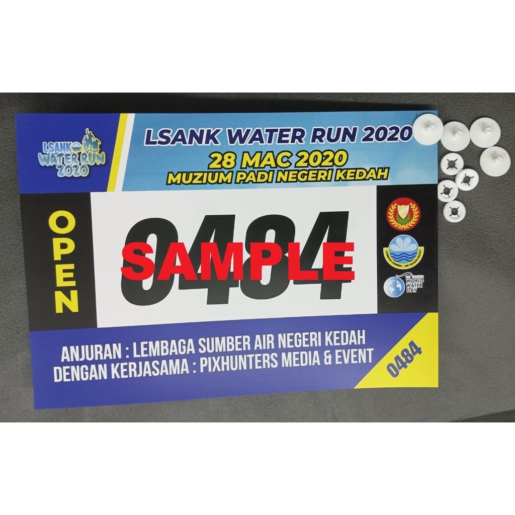 Marathon Running bib with bib button mininum order 100 sets ( Bib + 4 bib buttons) | Shopee Malaysia