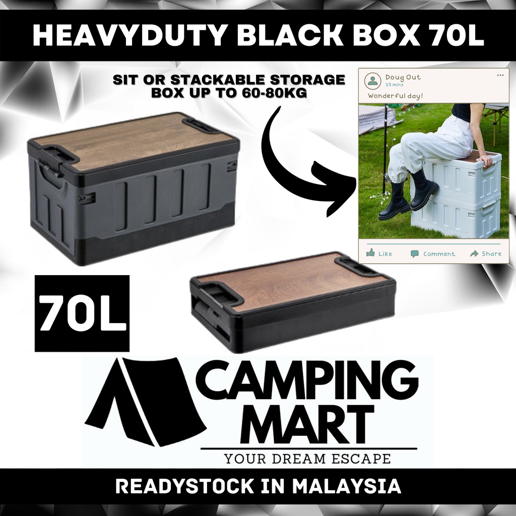 Storage Box 70L HEAVY DUTY Can Sit stackable up to 60-80KG Camping ...