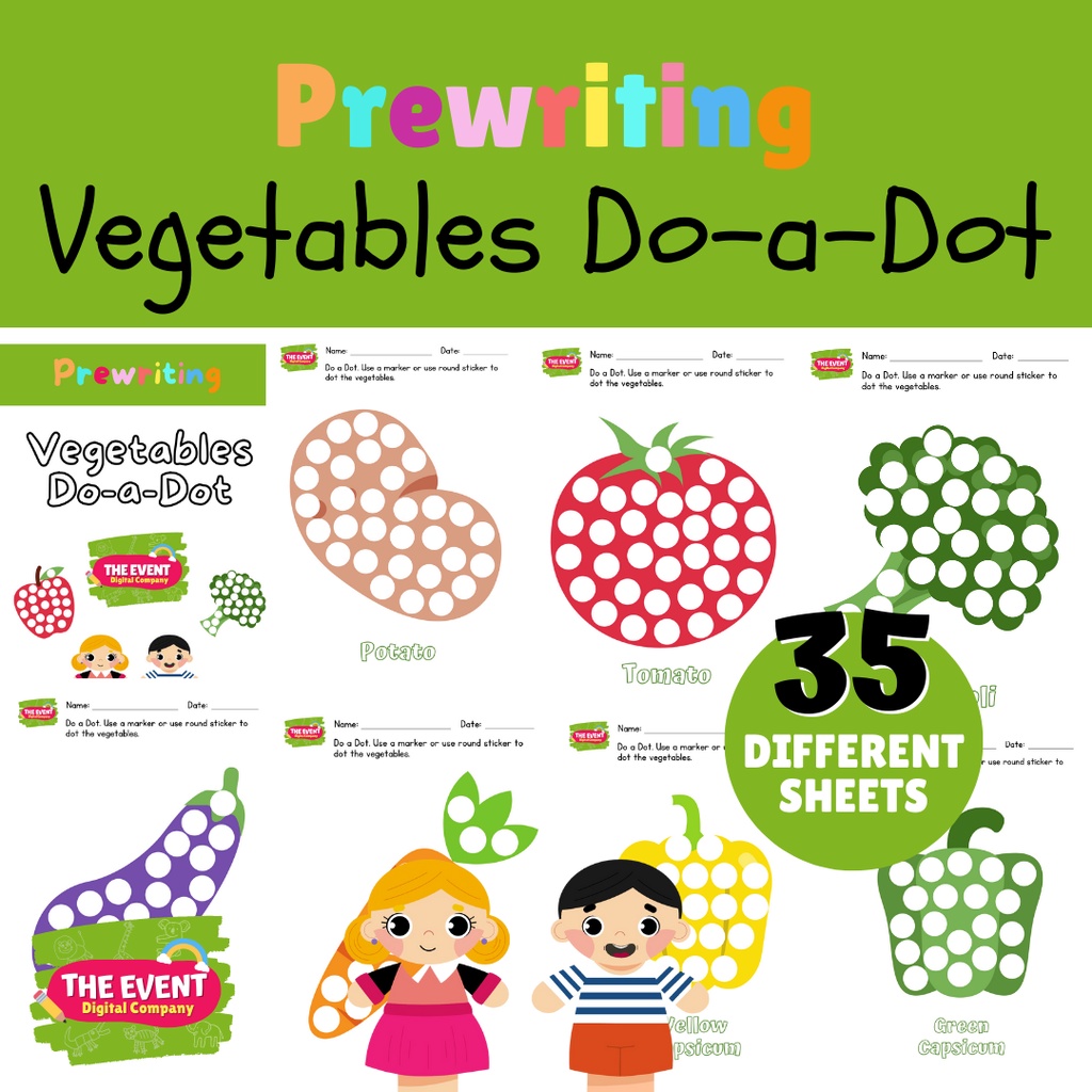 E-BUSY BOOK, ACTIVITY HANDOUT- Prewriting worksheet, Vegetable Do a Dot ...