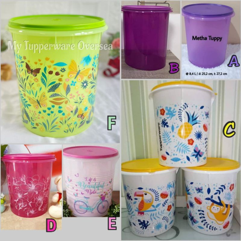 Tupperware Bicycle Nature Giant Canister 8L 5L 5.5L bekas kedap saiz besar letak keropok kerepek ...
