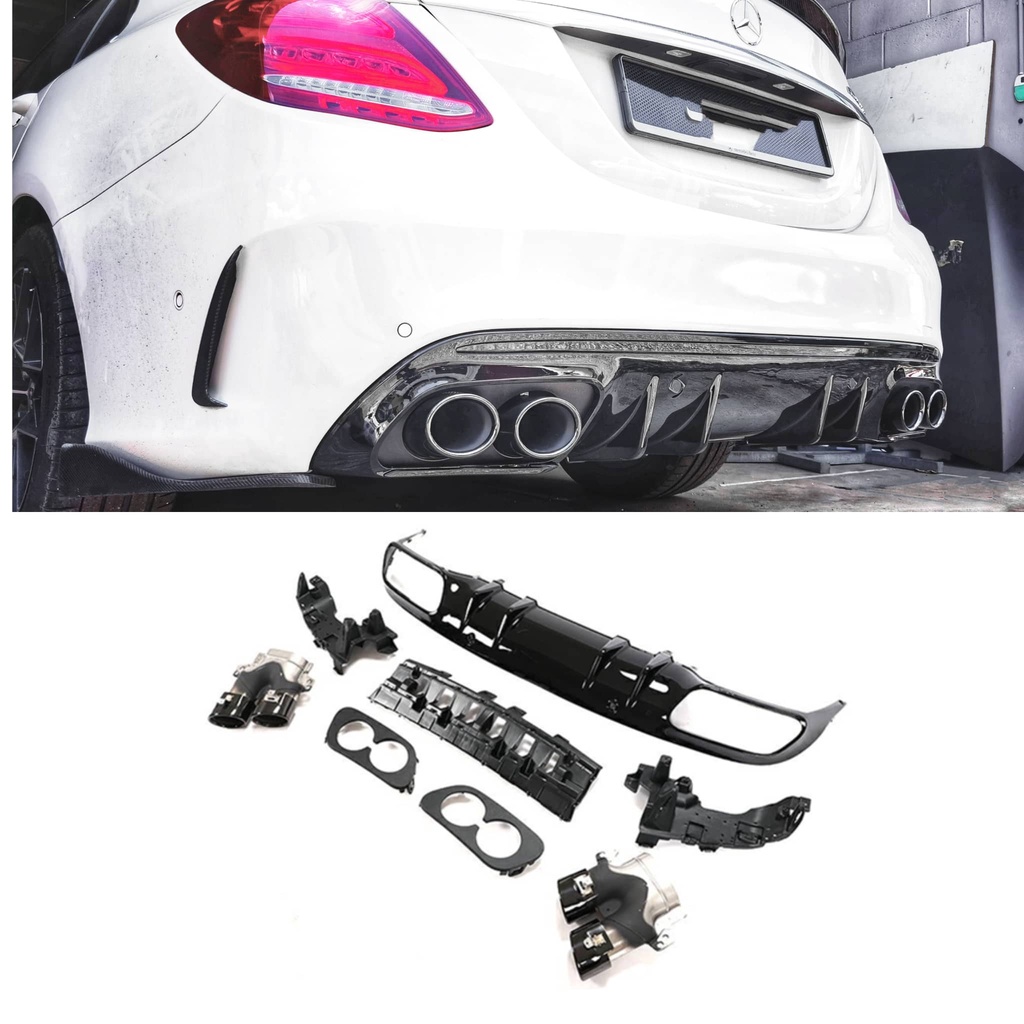 Mercedes C Class W205 AMG C43 FL Rear Diffuser n Exhaust Tips Set ...