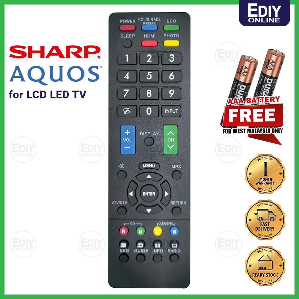Sharp Rm-L1238 L1238 Tv Led Lcd Remote Control GB225WJSA GA976WJSA ...