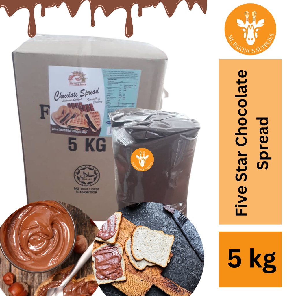 [READY STOCK] Chocolate Spread Halal bintang lima Five Star Brand | 5KG ...